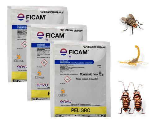Paquete 3 Sobres Ficam W Envu En Polvo Control De Plagas 12g | CLIKEA PETS